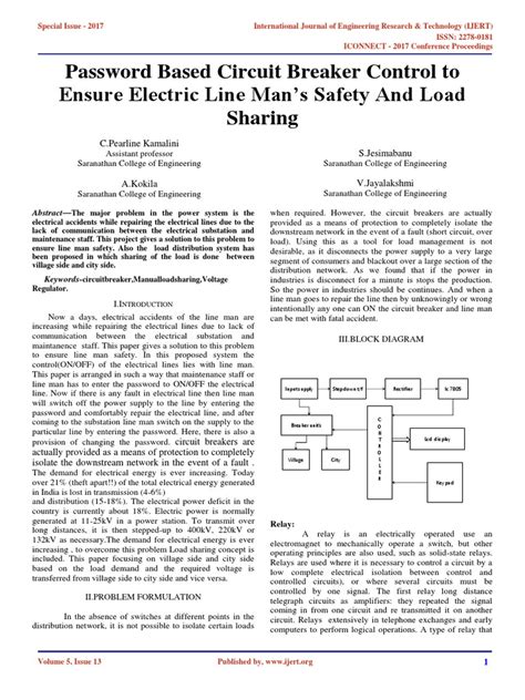 Password Based Circuit Breaker Control To Ensure Electric Line Mans Safety And Load Sharing