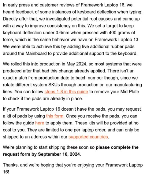 Keyboard Deflection Kit Framework Laptop 16 Framework Community