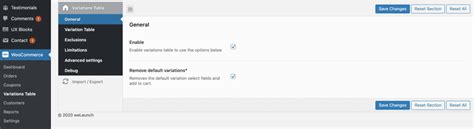 Setup The Woocommerce Variations Table Plugin Welaunch