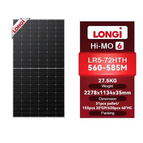 Longi Himo 6 Explorer Lr5 72hth 570w 575w 580w Solar Panels Himo6 Tier 1 A Grade Original