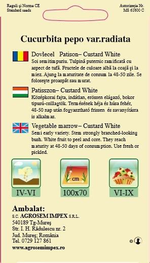 Dovlecel Placintar Patisonc White 1 5 Gr Planterra Ro Viata Pe Verde