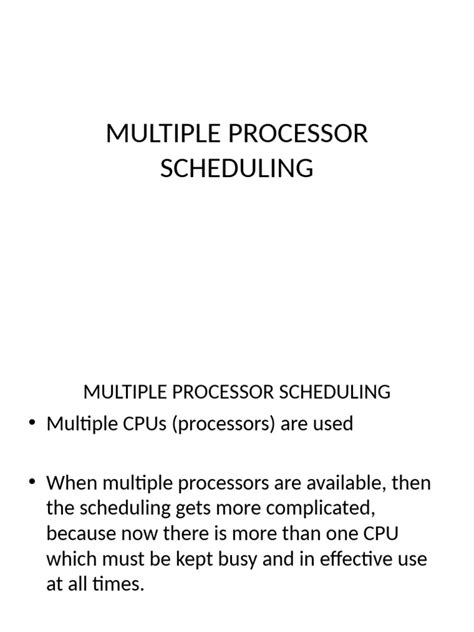 16 Multiple Processor Scheduling Pdf Scheduling Computing Central Processing Unit