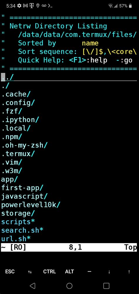 Using Vim Editor As A File Explorerjust Type Vim ~ Rtermux