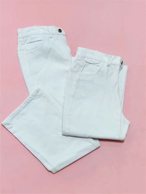 ترک جین شلوار بگ پشت کمرکش سفید کد ۱۲۱۱