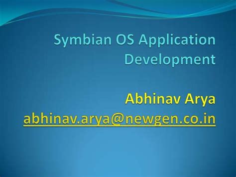 Symbian Os Application Development Pptx