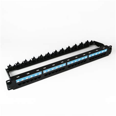 Ethernet Cat 6a 1u 19 Inch 24 Port Utp Modular Patch Panel With Back Bar Utp 24 Port Patch