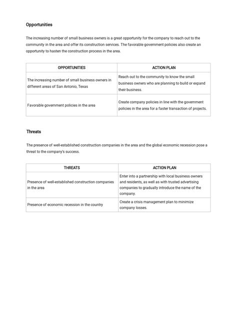 Sample Construction SWOT Analysis Template Free PDF Google Docs Word Template Net