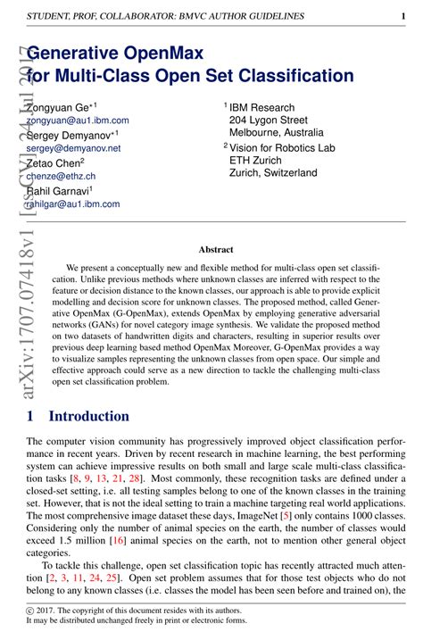 Pdf Generative Openmax For Multi Class Open Set Classification