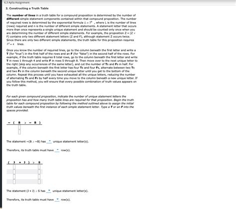 Solved 63 Aplia Assignment 2 Constructing A Truth Table