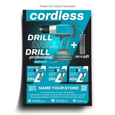 Premium Vector Drill Device Poster Template