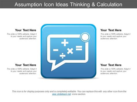 Assumption Icon Ideas Thinking And Calculation Powerpoint Slide