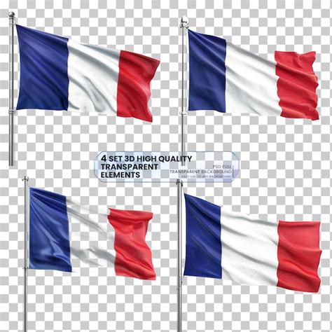 Изолированный французский флаг Полюс Png изолирован на прозрачном фоне Премиум Ai