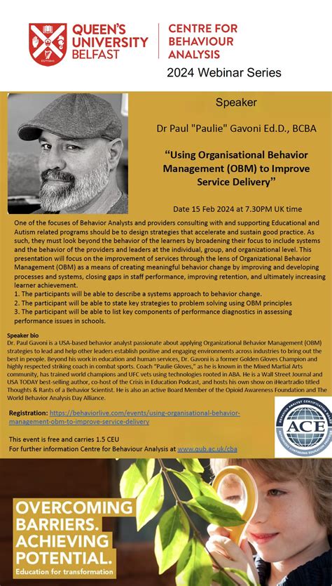 Centre For Behaviour Centre For Behaviour Analysis Qub