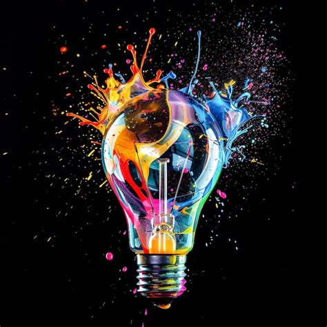 A Light Bulb Exploding Into A Dazzling Array Of Colors Illuminating The Surrounding Space