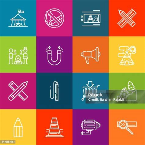 텐트 요소의 현대 얇은 선 아이콘 세트 프리미엄 품질 개요 기호 컬렉션 간단한 모노 선형 픽토그램 팩 웹 그래픽을 위한 스트로크 벡터 로고 개념 낙서 패턴에 대한 스톡 벡터