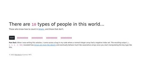Counting In Binary Week 1 Codepen Challenge June 22