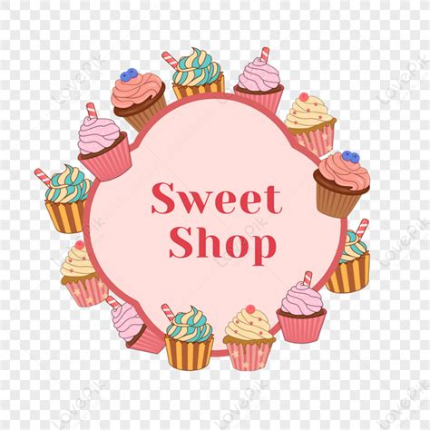 핑크 컵 케이크 일러스트 디저트 가게 테두리 커피체리수집 Png 일러스트 무료 다운로드 Lovepik