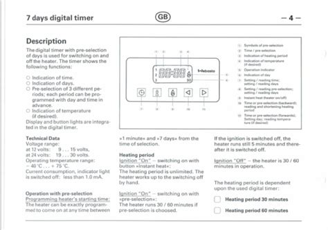 Webasto 7 Days Digital Timer Operating Instructions 1990 Pdf Ebook Instant Download Madmans