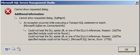 Solved Cannot Load The Dll Xpstardll Reason 126 Ms Sql Server Error