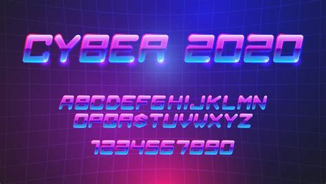 미래형 사이버 펑크 글꼴 프리미엄 벡터
