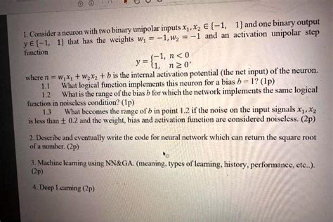 solved solve question 1 3 subject neural networks and genetic