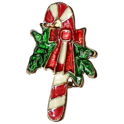 Enameled Candy Cane Pin For Christmas Holidays For Sale On Ruby Lane Candy Cane Christmas
