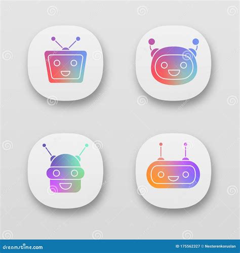 Chatbots App Icons Set Stock Vector Illustration Of Assistant 175562327