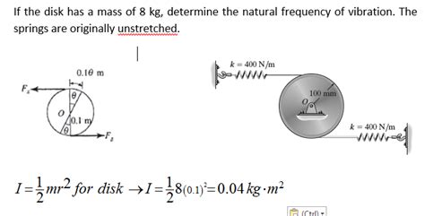solved if the disk has a mass of 8 kg determine the natural