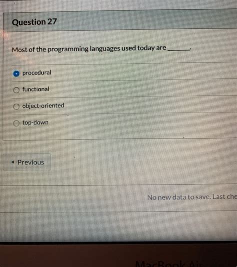 Solved Question 27 Most Of The Programming Languages Used