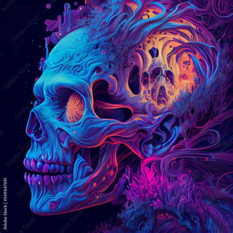 Psychedelic Skull Profile Ai Stock Illustration Adobe Stock
