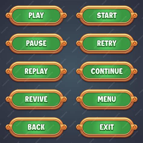 Premium Vector Set Of Green Game Buttons For Mobile Games With Editable Text Effect Gui To