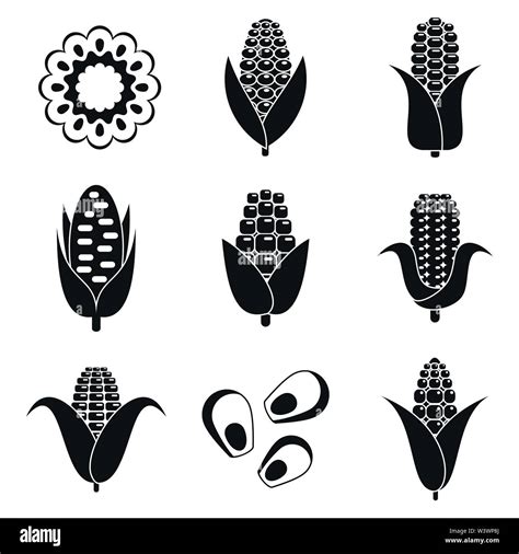 Farm Corn Icons Set Simple Set Of Farm Corn Vector Icons For Web Design On White Background