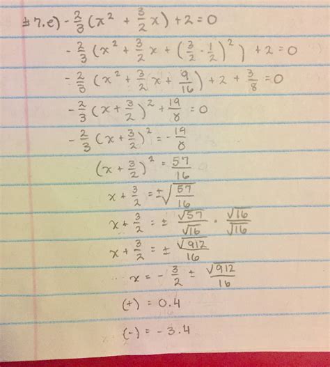 Algebra Precalculus Solving This Quadratic Equation By Completing The Square Mathematics