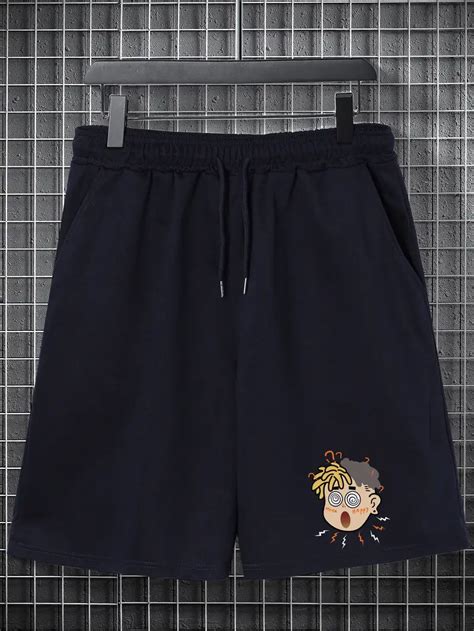 Mens Casual Graphic Print Shorts Elastic Temu Australia
