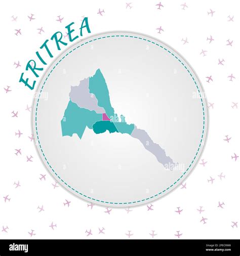 Eritrea Map Design Map Of The Country With Regions In Emerald Amethyst