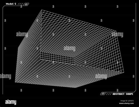 Abstract 3d Wireframe Shape Or Basic Element With Open Edge Science And Technology Geometric