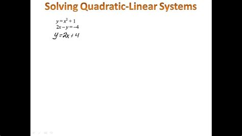 Systems Of Equations Quadratic Linear Systems Algebraically Youtube