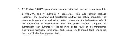 Solved A MVA KV Synchronous Generator With And Chegg Com