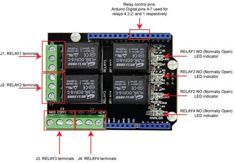 Arduino 4 Relay Shield Pinout