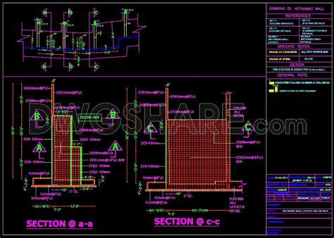 199 Cad Drawing Of Retaining Wall Layout And Details Free Download Free Cad Blocks Download