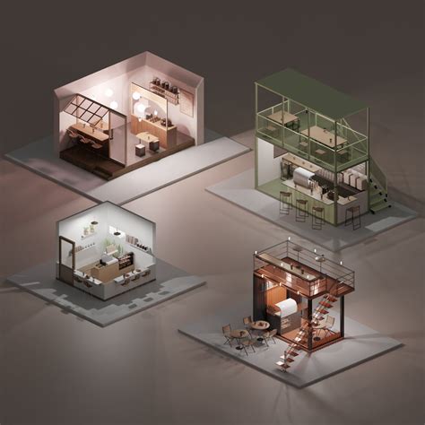 3d Model Tiny Coffee Shop Toffu Co