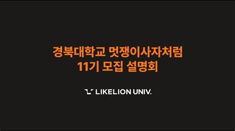 경북대학교 멋쟁이사자처럼 11기 모집 설명회 Youtube