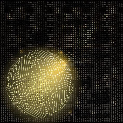 Electronic Circuit With Binary Code And Sphere Stock Vector Illustration Of Chip Connection