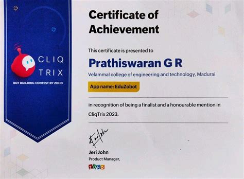 Prathiswaran G R On Linkedin Summerinternship Connections Zoho Share Building Cliqtrix2023