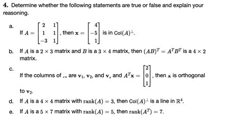 solved 4 determine whether the following statements are