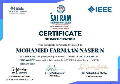 mohamed farmaan naser n on linkedin ieee sairaminstitutions