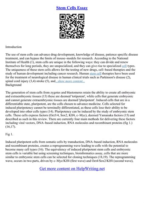 Stem Cell Essay Outline Pdf