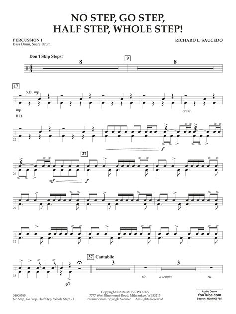 No Step Go Step Half Step Whole Step Percussion 1 Sheet Music Richard L Saucedo