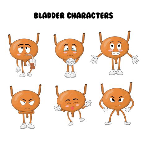 Premium Vector Bladder Characters With Varied Expressions